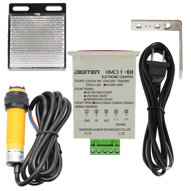 DIGITEN 0-999999 Digital LED Counter +PhotoElectric Switch Sensor +Ref