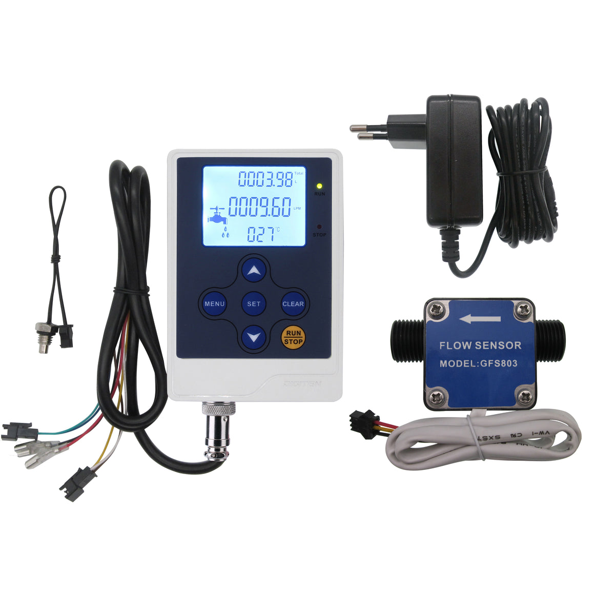 DIGITEN LCD Flow Control Meter + G1/2" Fuel Oil Gasoline Diesel Milk G