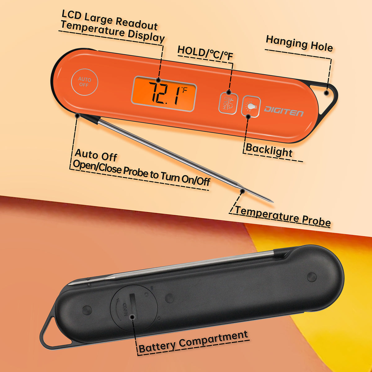 DIGITEN Grill Thermometer Baking Thermometer Digital Kitchen Thermomet
