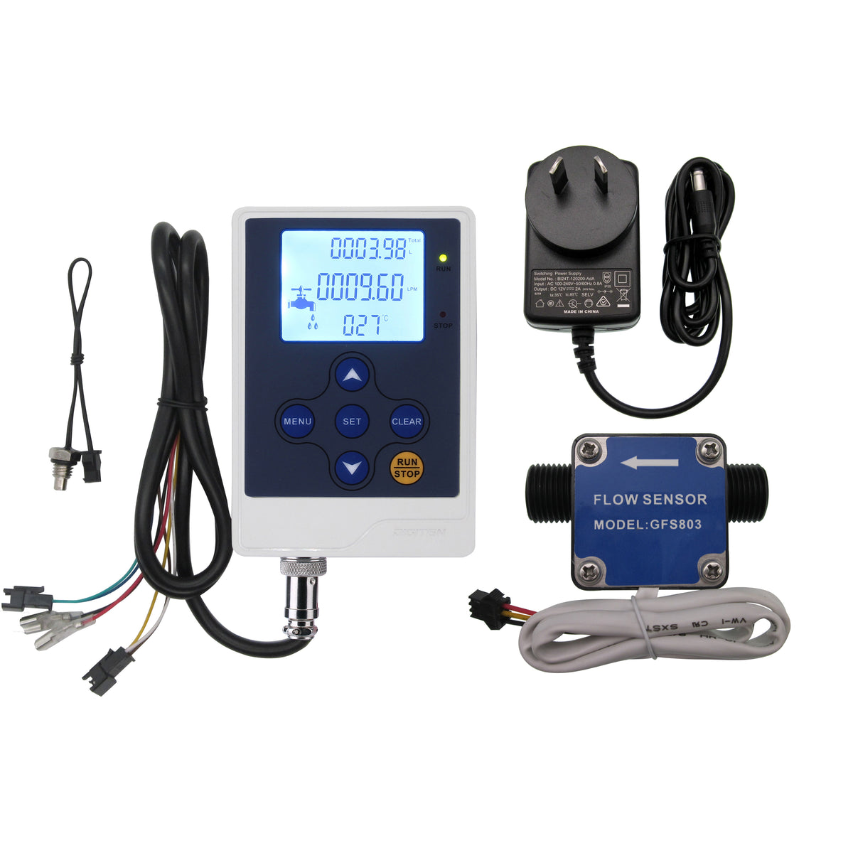 DIGITEN LCD Flow Control Meter + G1/2" Fuel Oil Gasoline Diesel Milk G